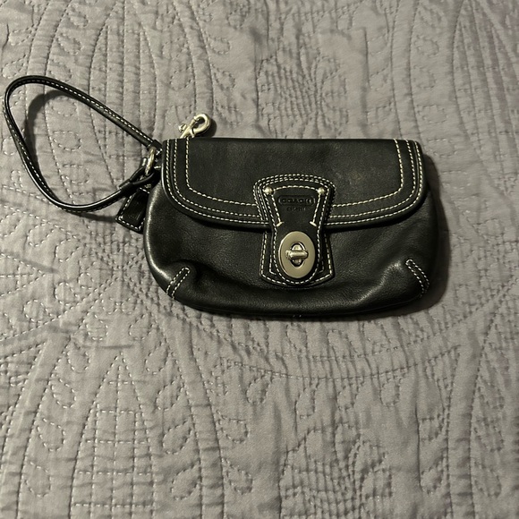 Coach | Bags | Coach Black Clutch With Clasp And Wrist Strap | Poshmark